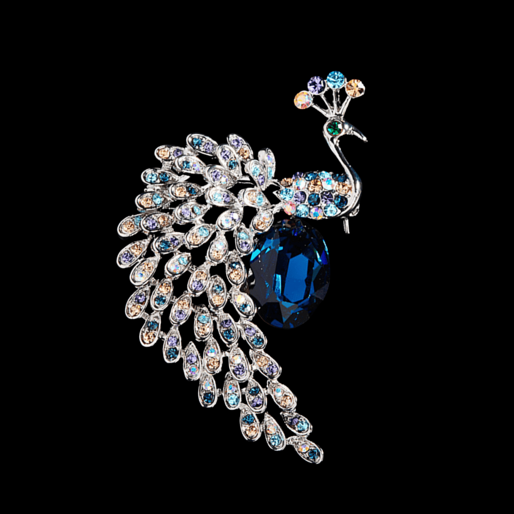 AVELIA Silver Peacock Brooch